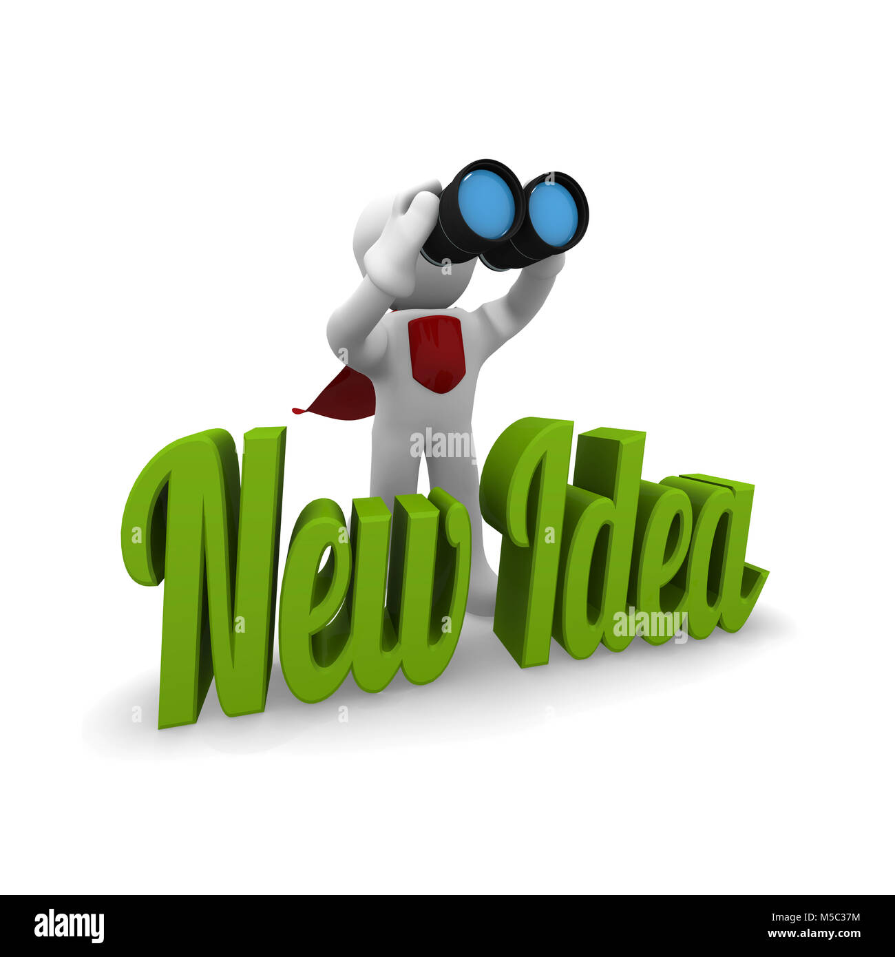 Super hero with binoculars searching for a new idea, 3d rendering Stock ...
