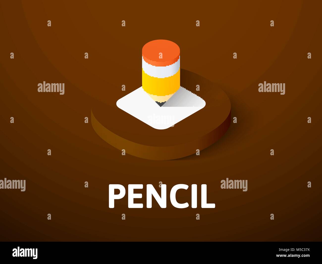 Pencil isometric icon, isolated on color background Stock Vector Image ...