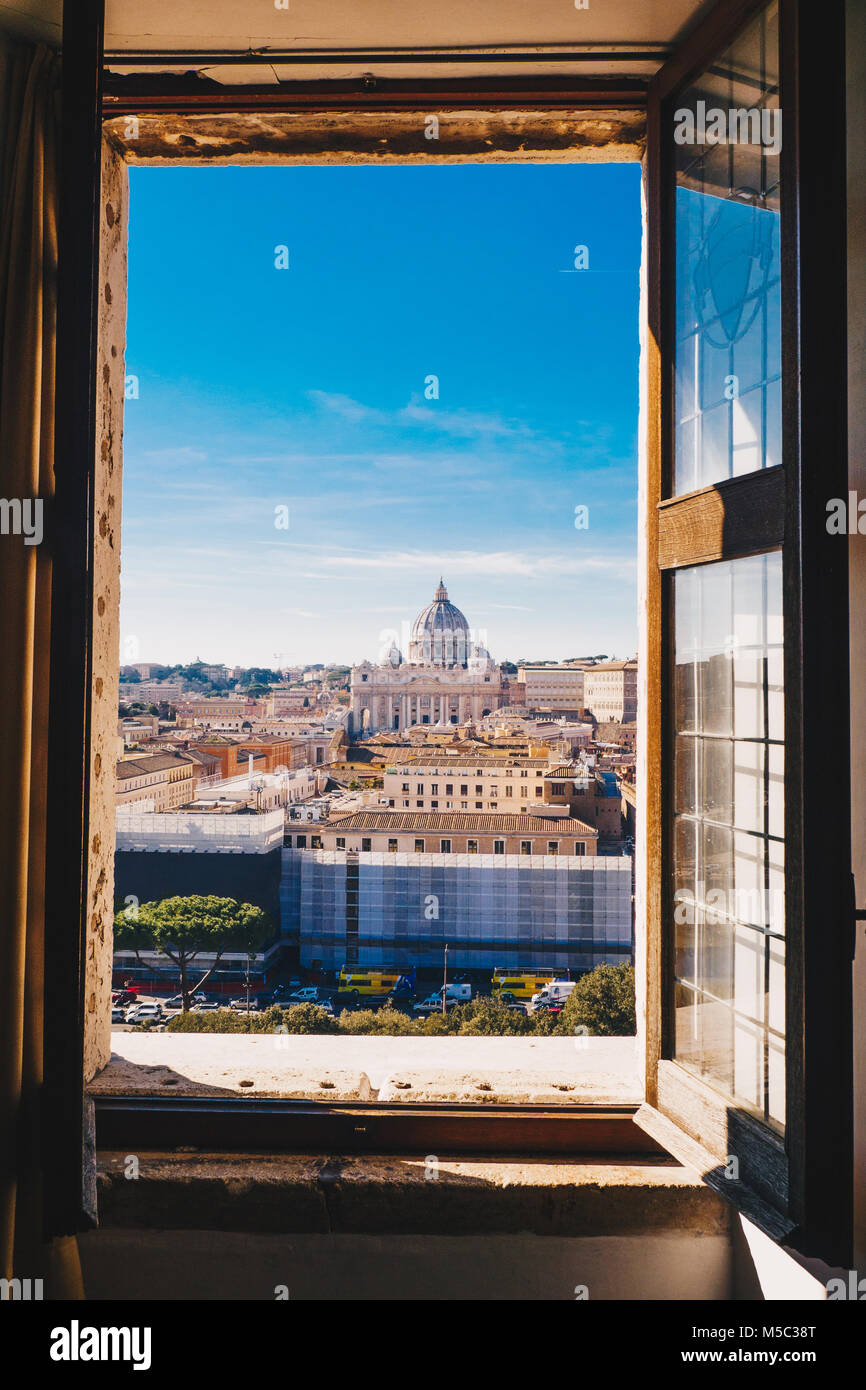View of Rome and Vatican City from a window of Castel Sant`Angelo ...