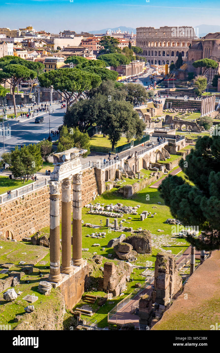 Rome from above. Aerial view of Rome Roman Forum and Colosseum Stock ...