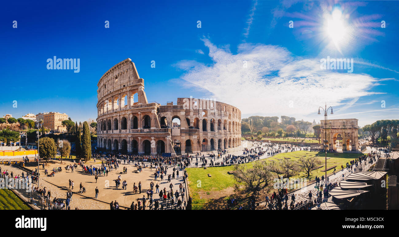 The Roman Colosseum (Coloseum) in Rome, Italy wide panoramic view Stock ...