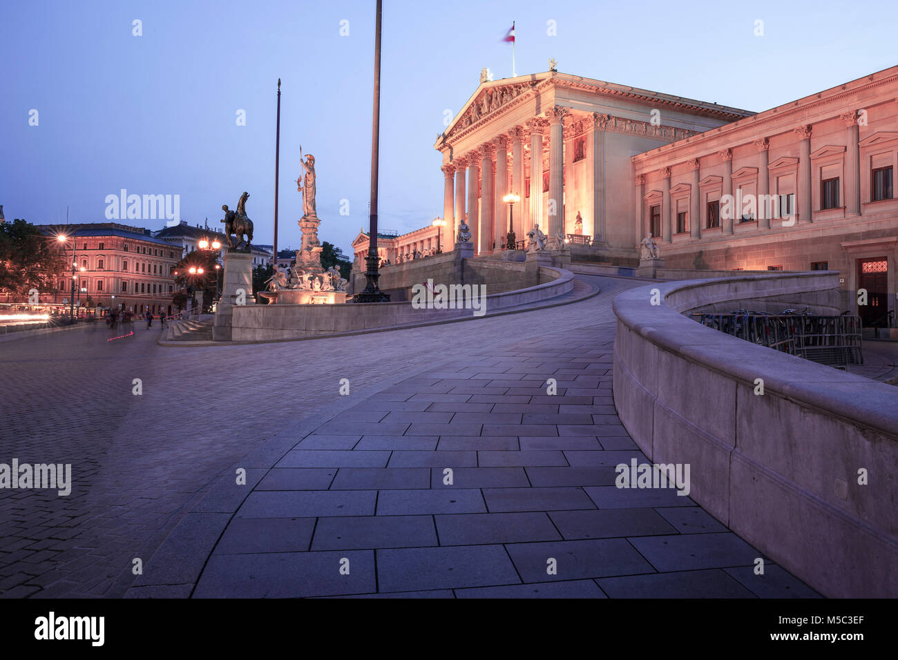 Austrian Parliament Building in Vienna city at night, Austria Stock ...