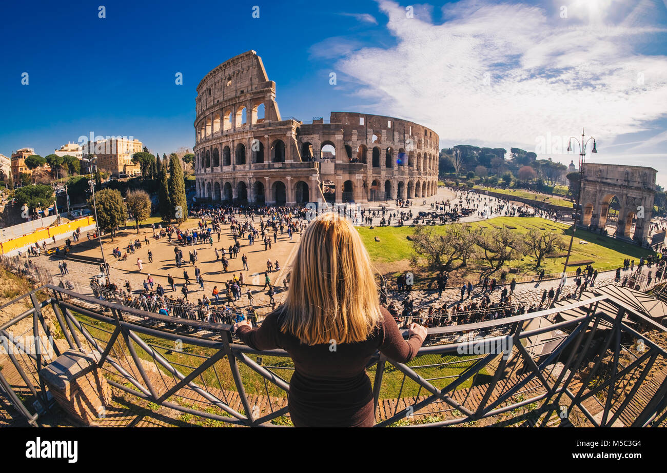 Woman watching coliseum hi-res stock photography and images - Alamy