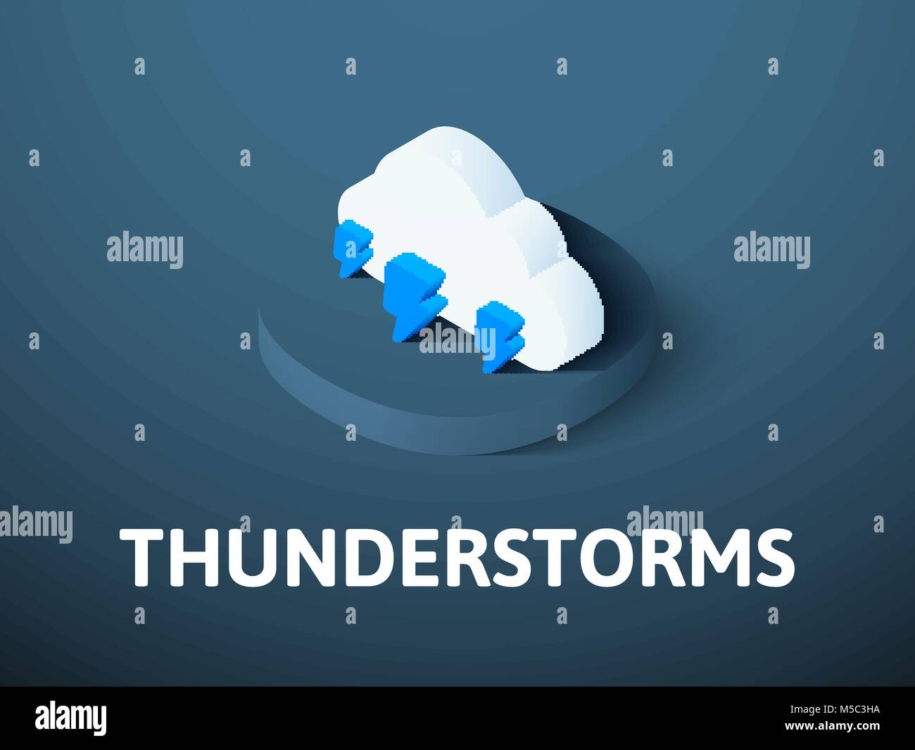 Thunderstorms isometric icon, isolated on color background Stock Vector ...