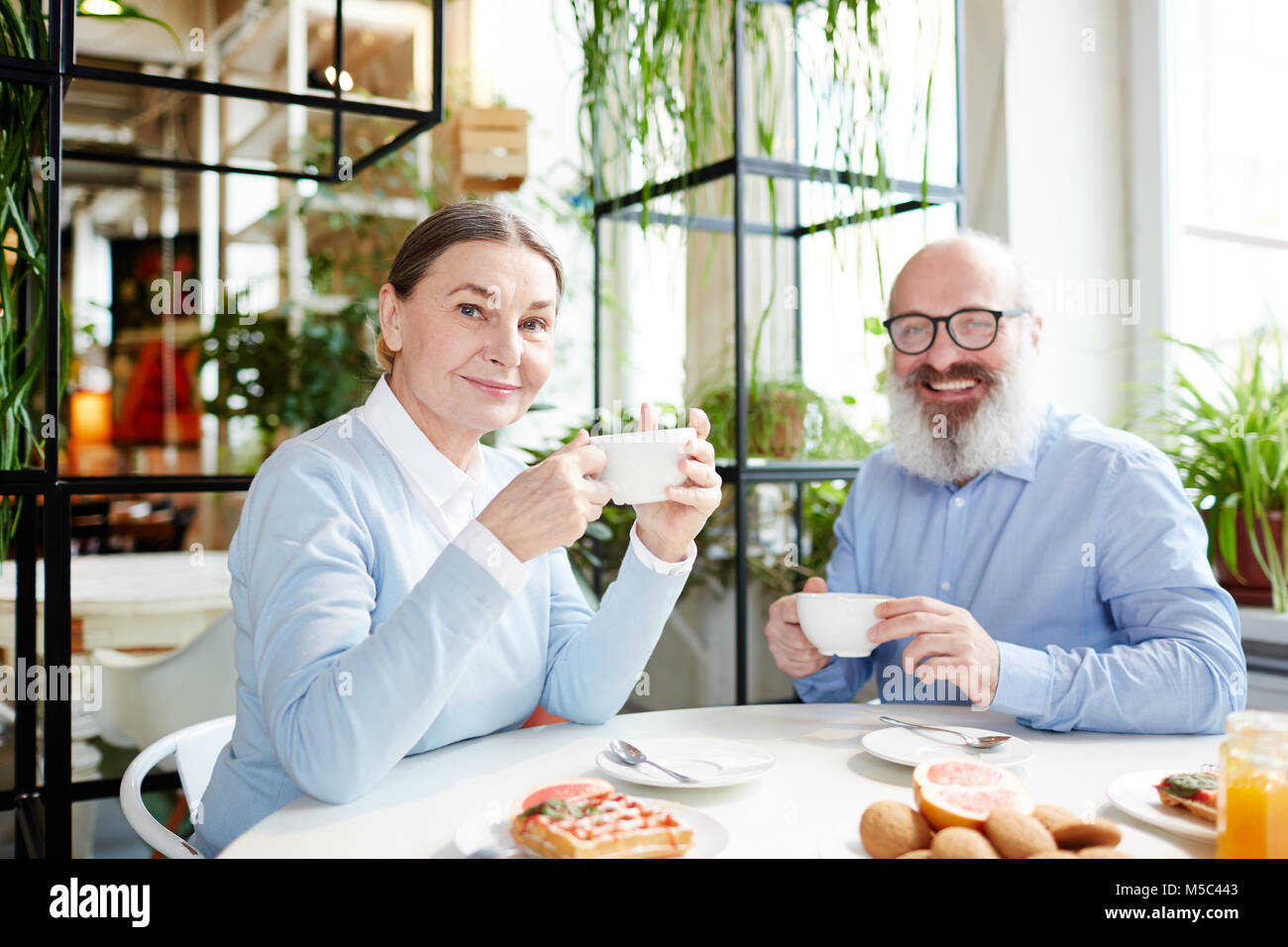 Seniors in cafe Stock Photo - Alamy