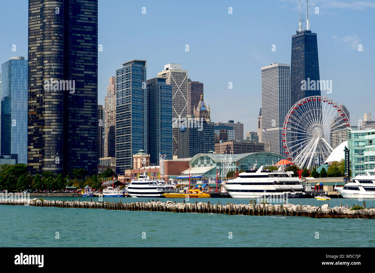 Chicago skyline at Navy Pier Stock Photo - Alamy