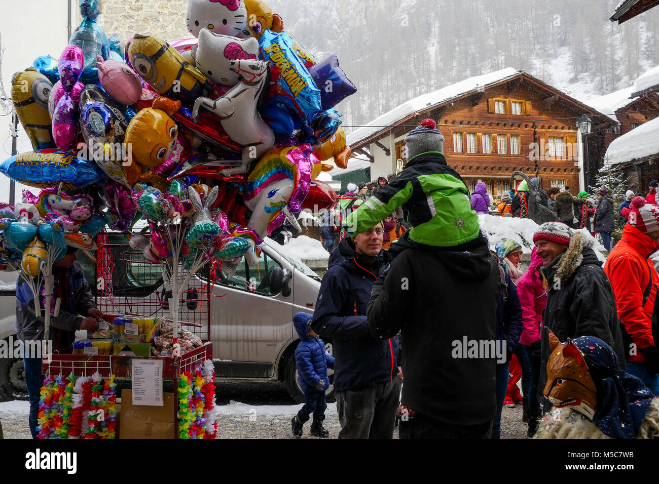 Traditional carnival in Evolene, Val d'Herens, Valais, Swiss Stock ...