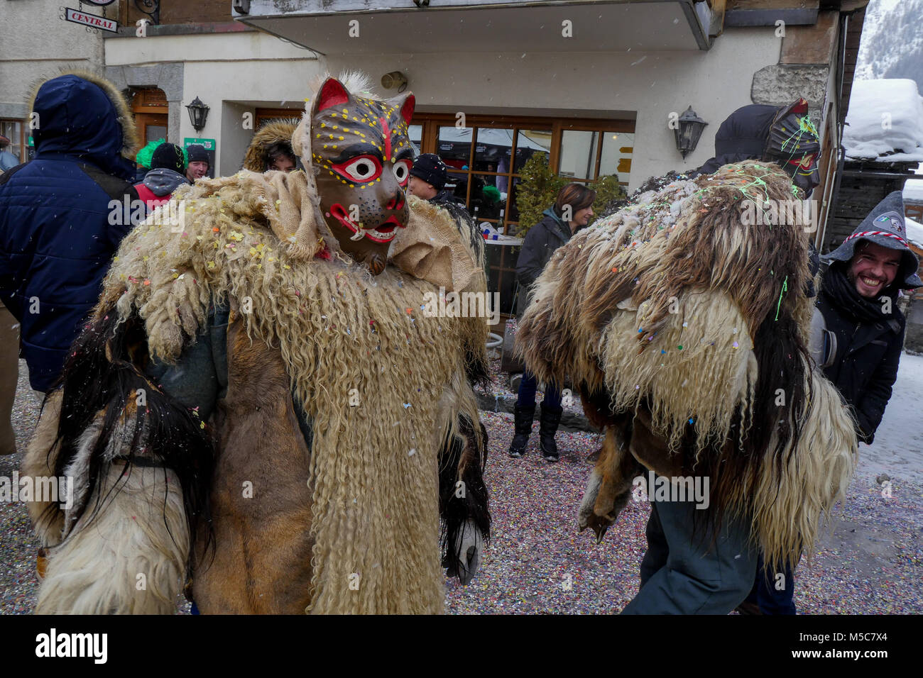 Traditional carnival in Evolene, Val d'Herens, Valais, Swiss Stock ...