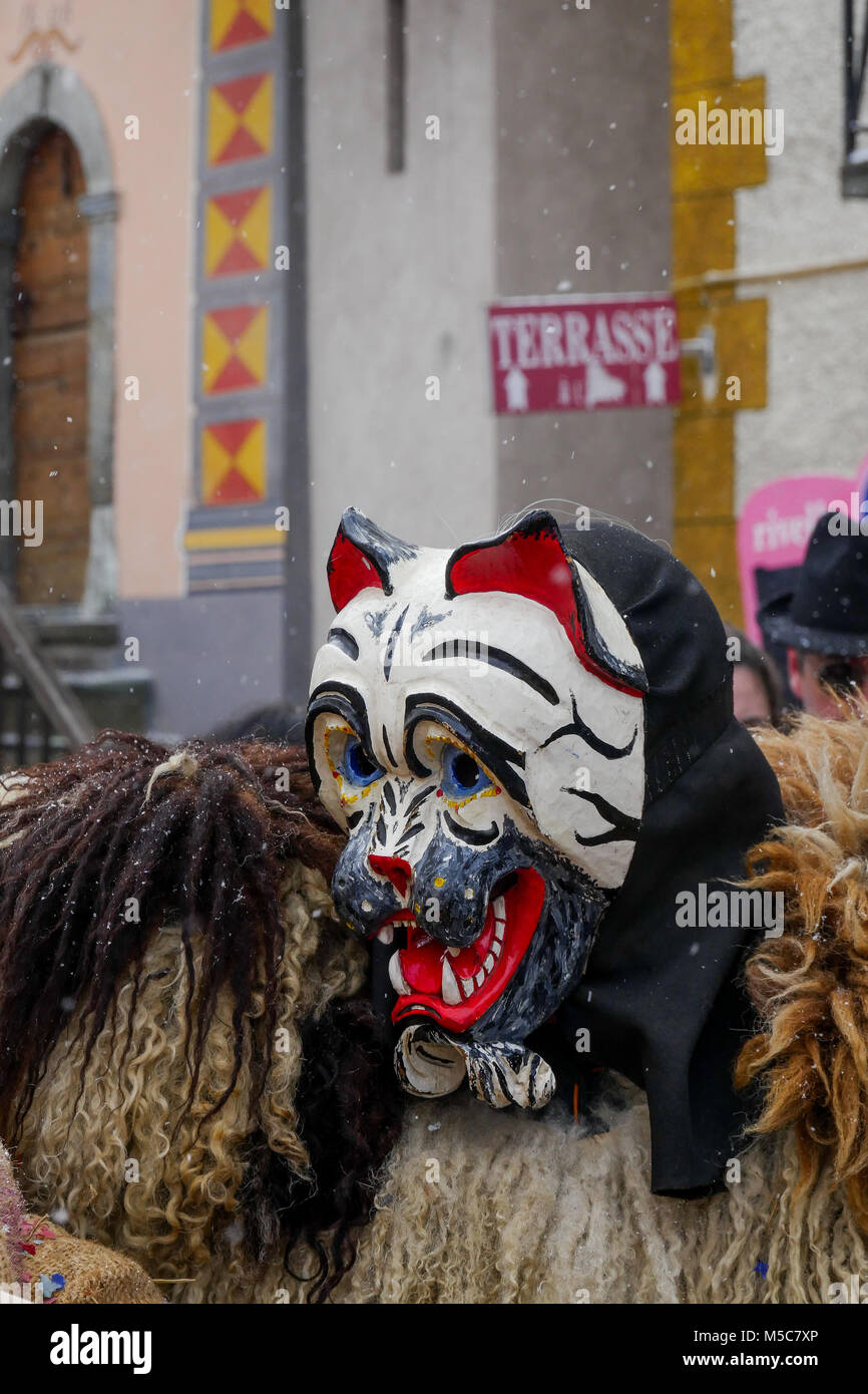 Traditional carnival in Evolene, Val d'Herens, Valais, Swiss Stock ...