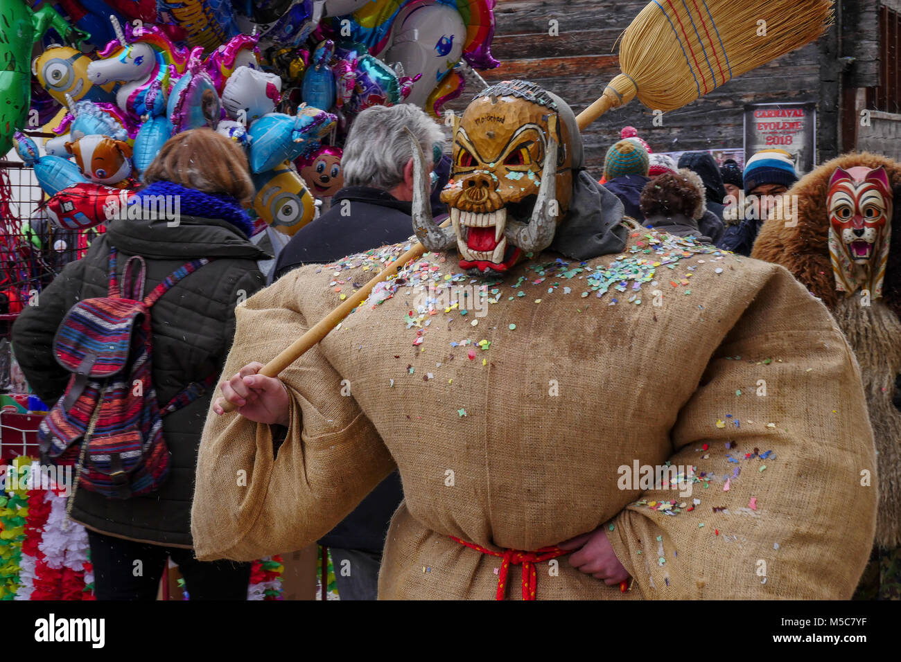Traditional carnival in Evolene, Val d'Herens, Valais, Swiss Stock ...