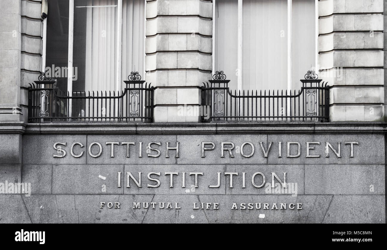 Scottish Provident Institution sign above a Newcastle upon Tyne ...