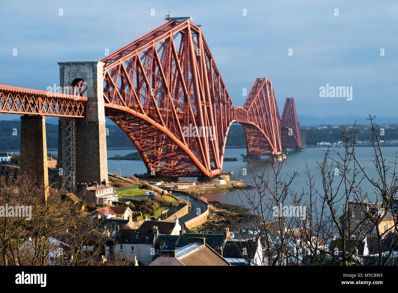 The Forth Rail bridge viewed from North Queensferry spans the Firth of ...