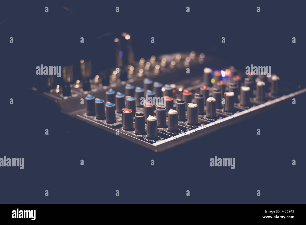 Music sound mixer console. Sound system equalizer buttons Stock Photo ...