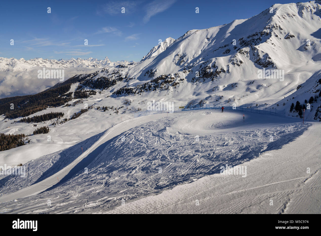 Stunning view of high mountain peaks in the italian alpine arc, in a ...