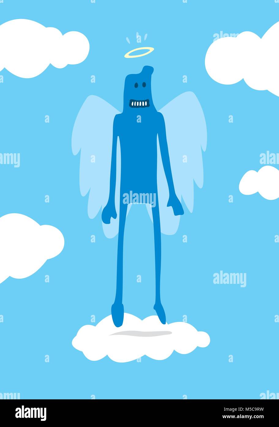 Cartoon illustration of doodle angel floating over clouds Stock Vector ...