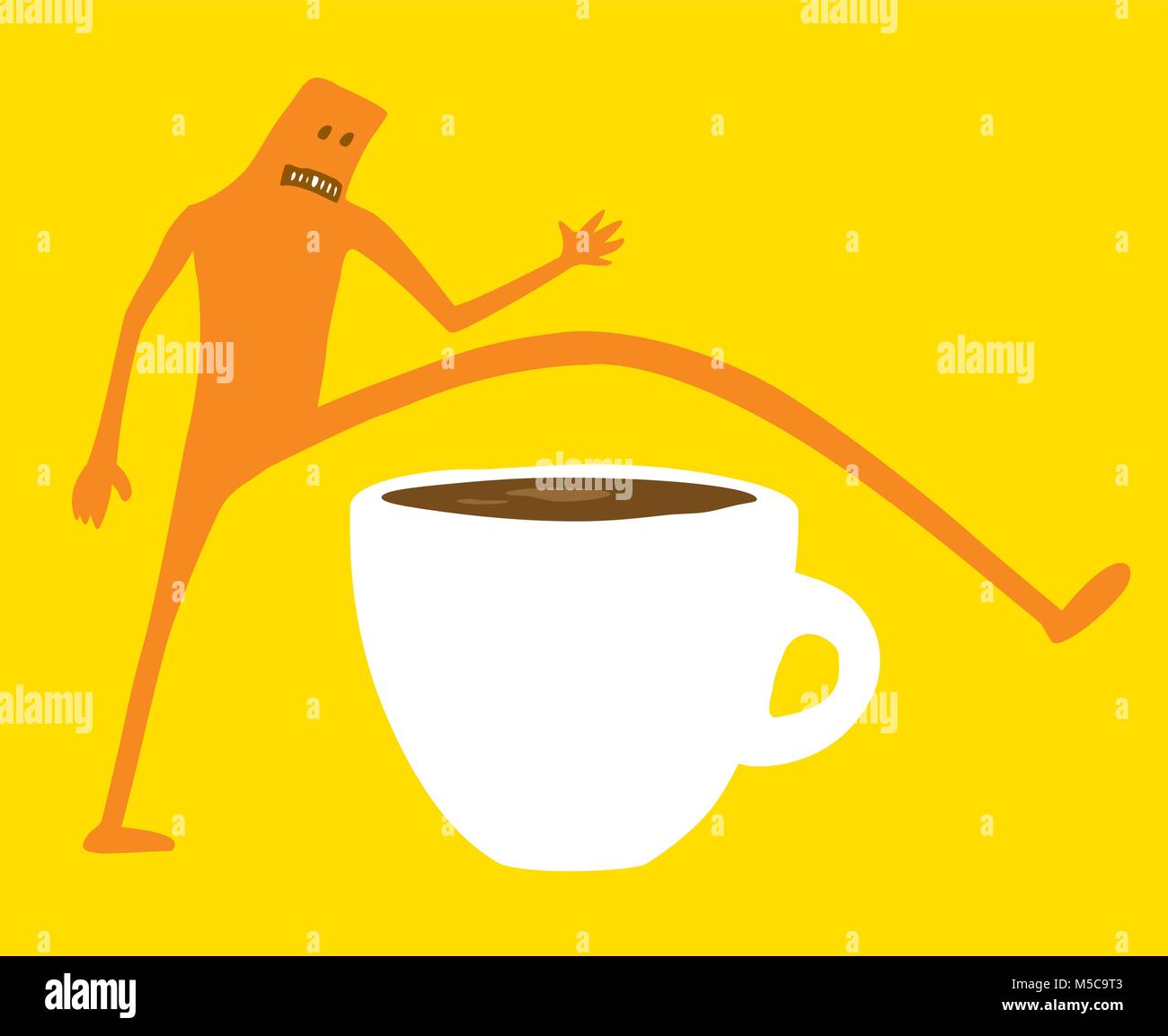 Cartoon illustration of doodle character skipping breakfast or coffee ...