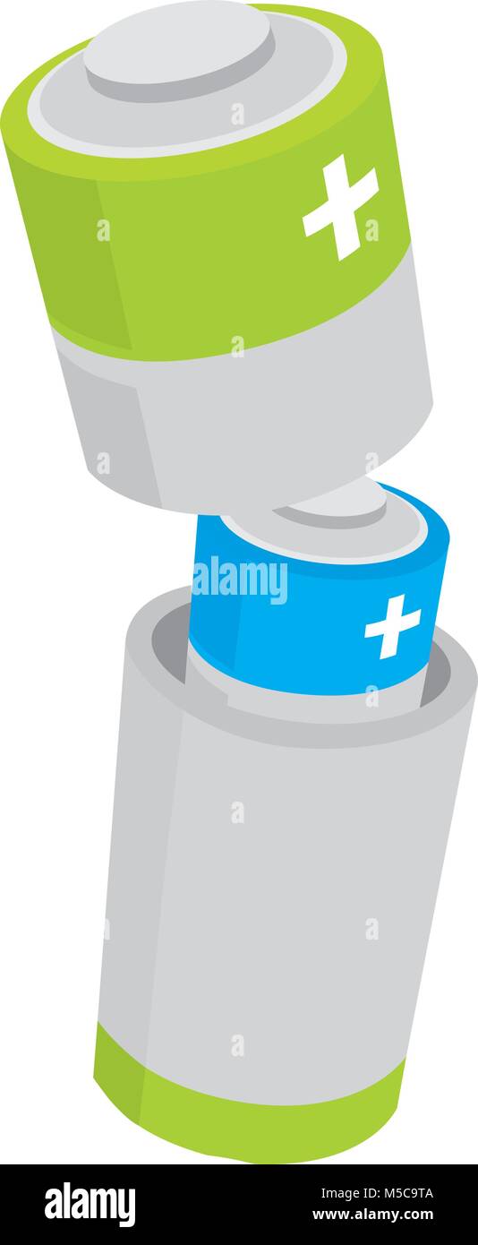 Cartoon illustration of battery hiding inside another as mamushka Stock ...