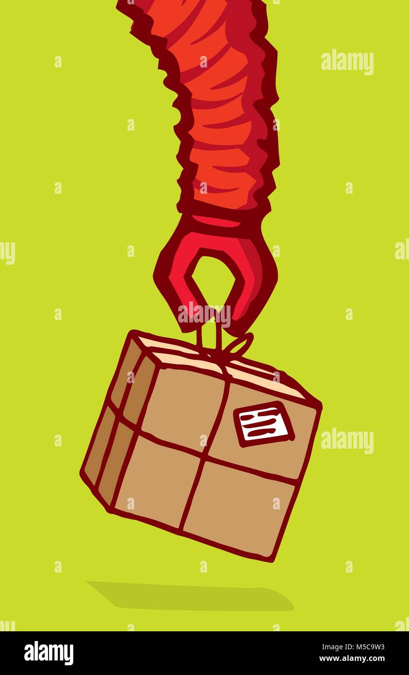 Cartoon illustration of robot arm delivering a mail box Stock Vector ...