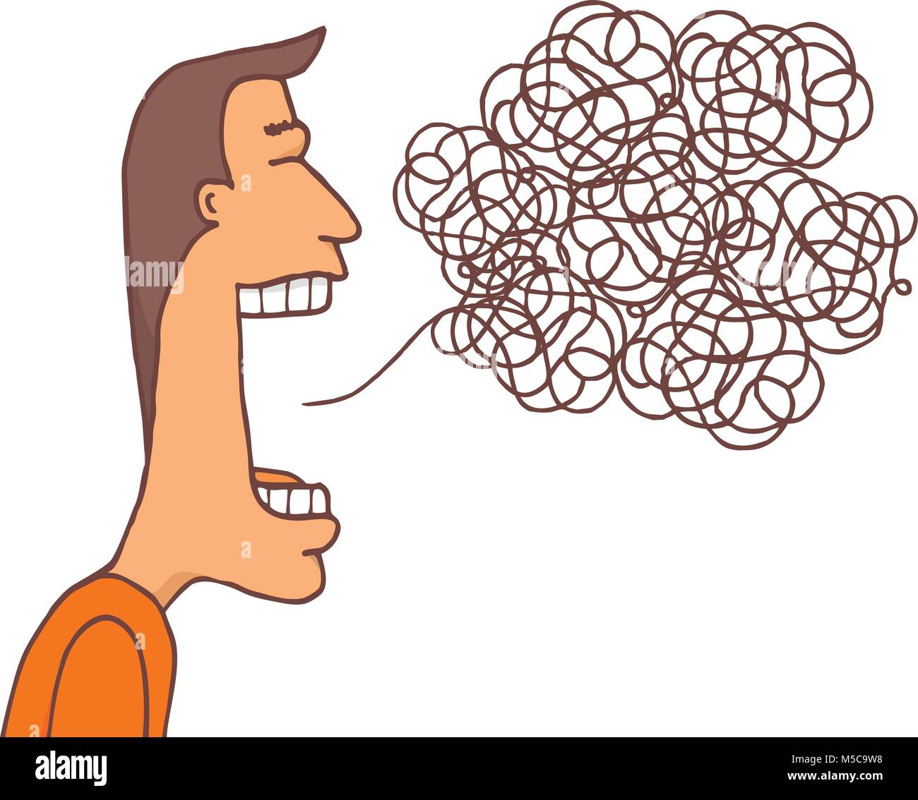 Cartoon illustration of communication mess or tangled message Stock ...