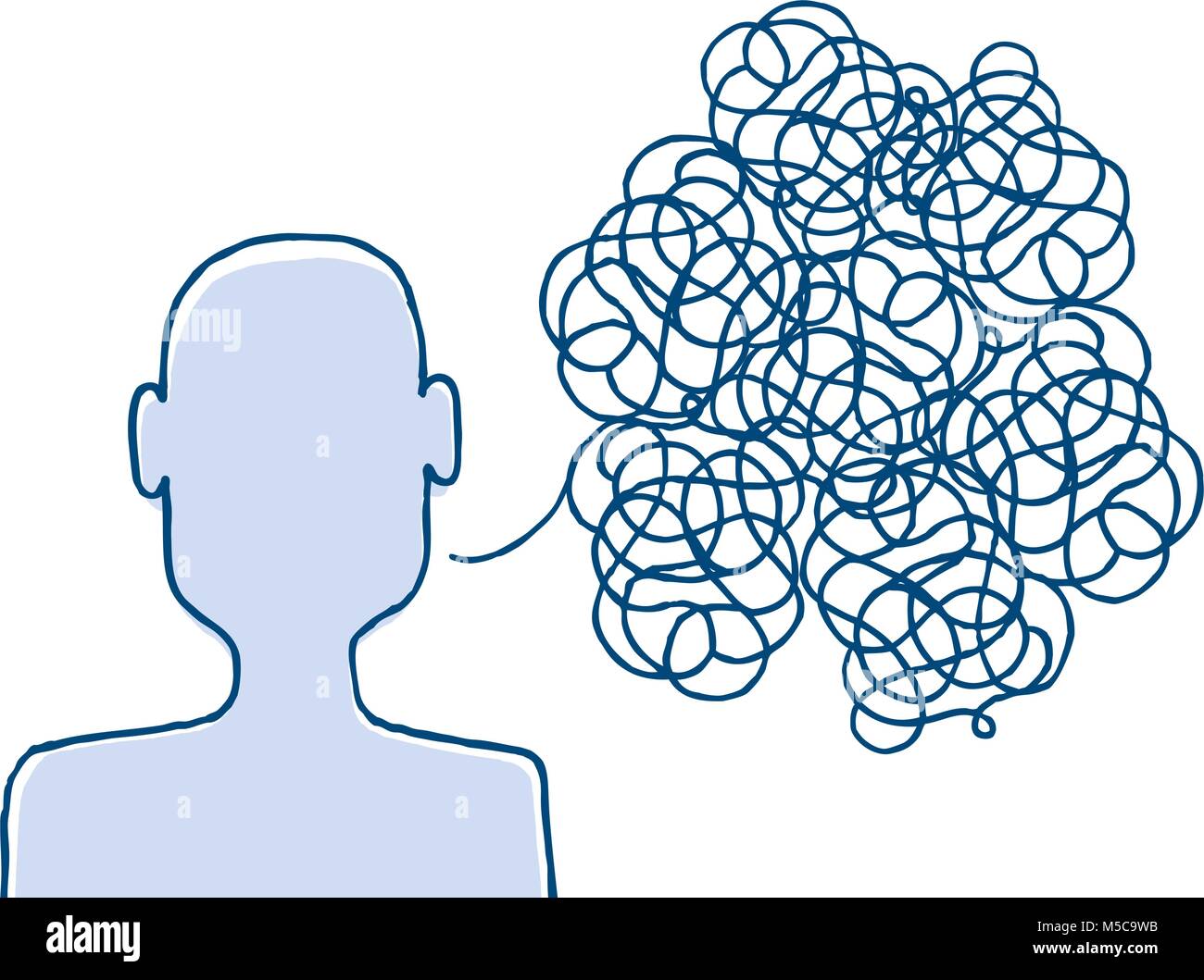 Cartoon illustration of a communication mess or tangled message Stock ...
