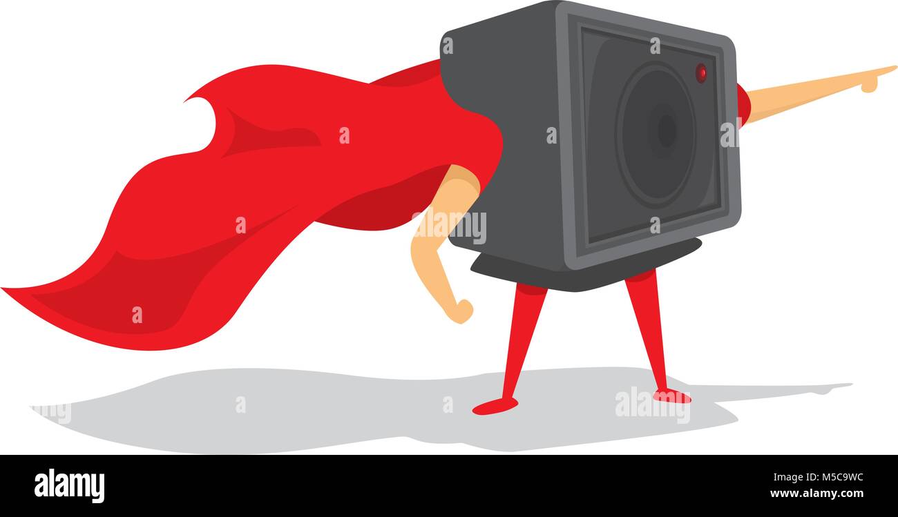 Cartoon illustration of action camera super hero saving the day Stock ...