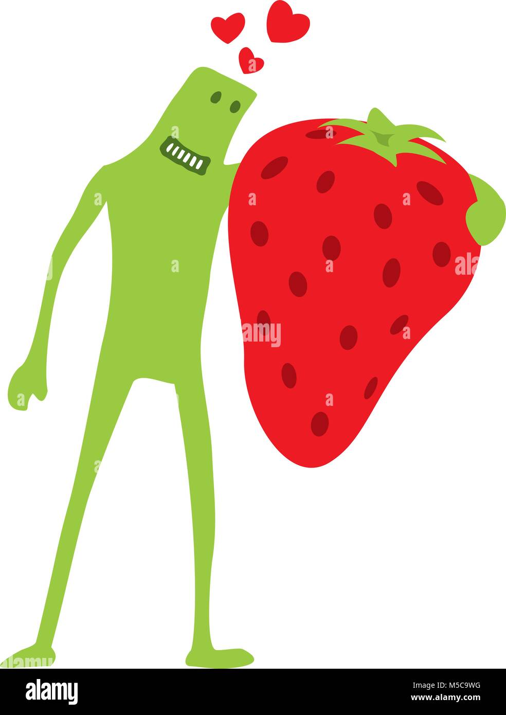 Cartoon illustration of funny doodle character hugging a giant ...
