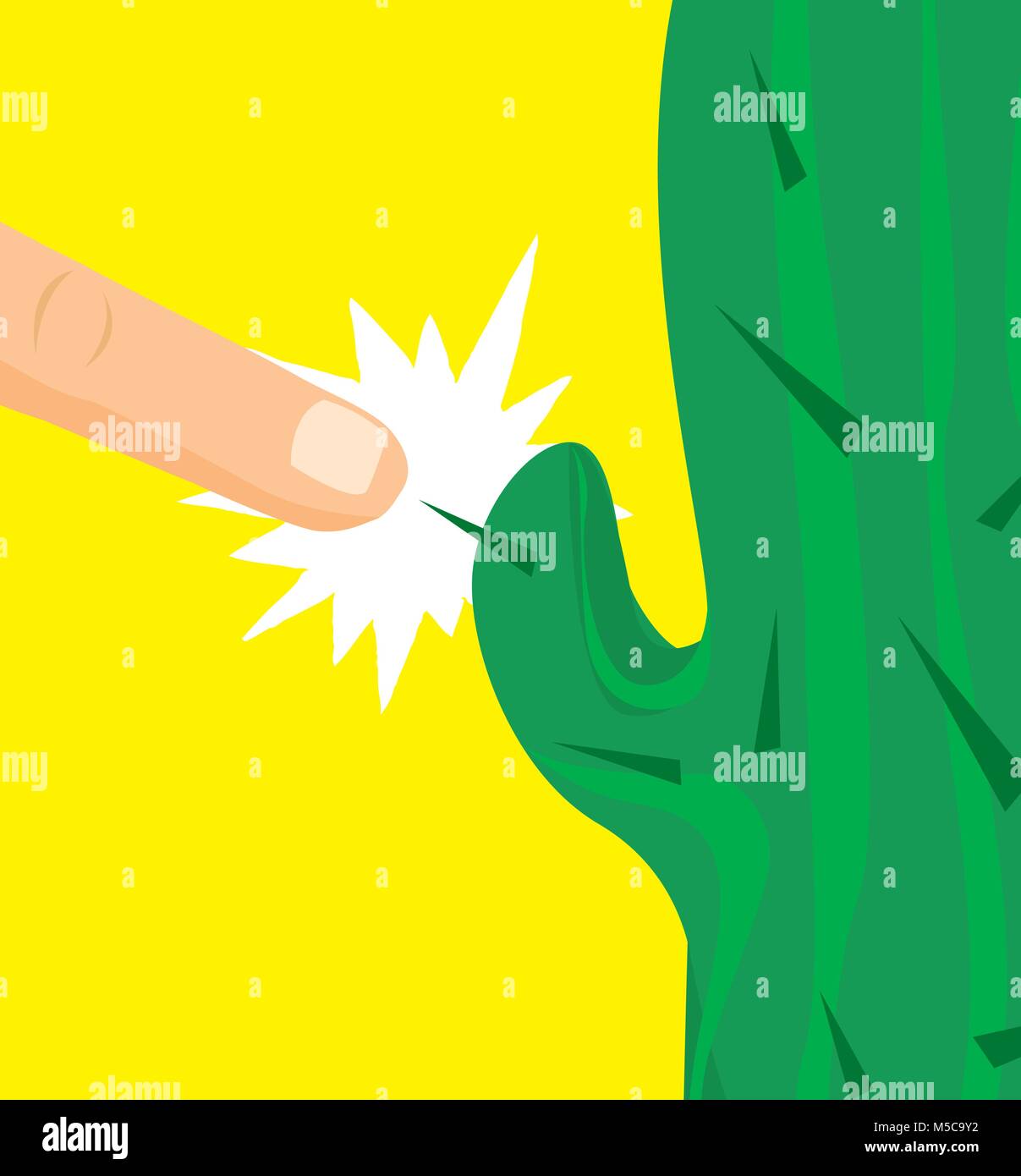 Cartoon illustration of cactus thorn poking a finger Stock Vector Image ...