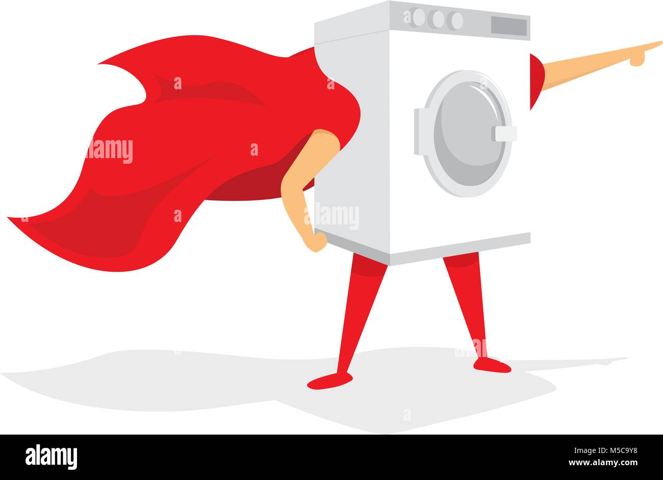 Cartoon illustration of super washing machine hero saving the day Stock ...
