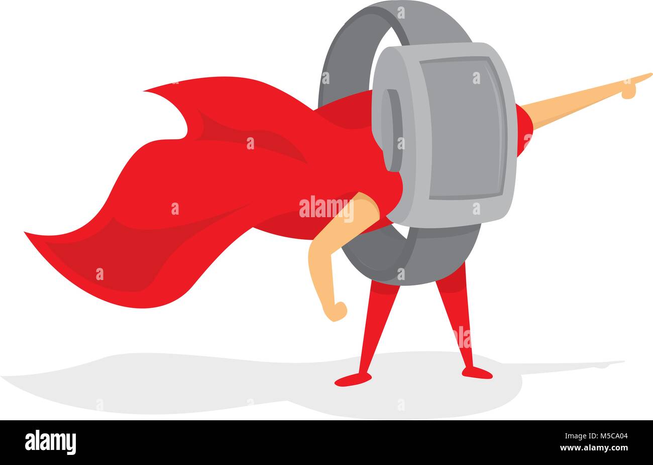 Cartoon illustration of super hero smart watch saving the day Stock ...