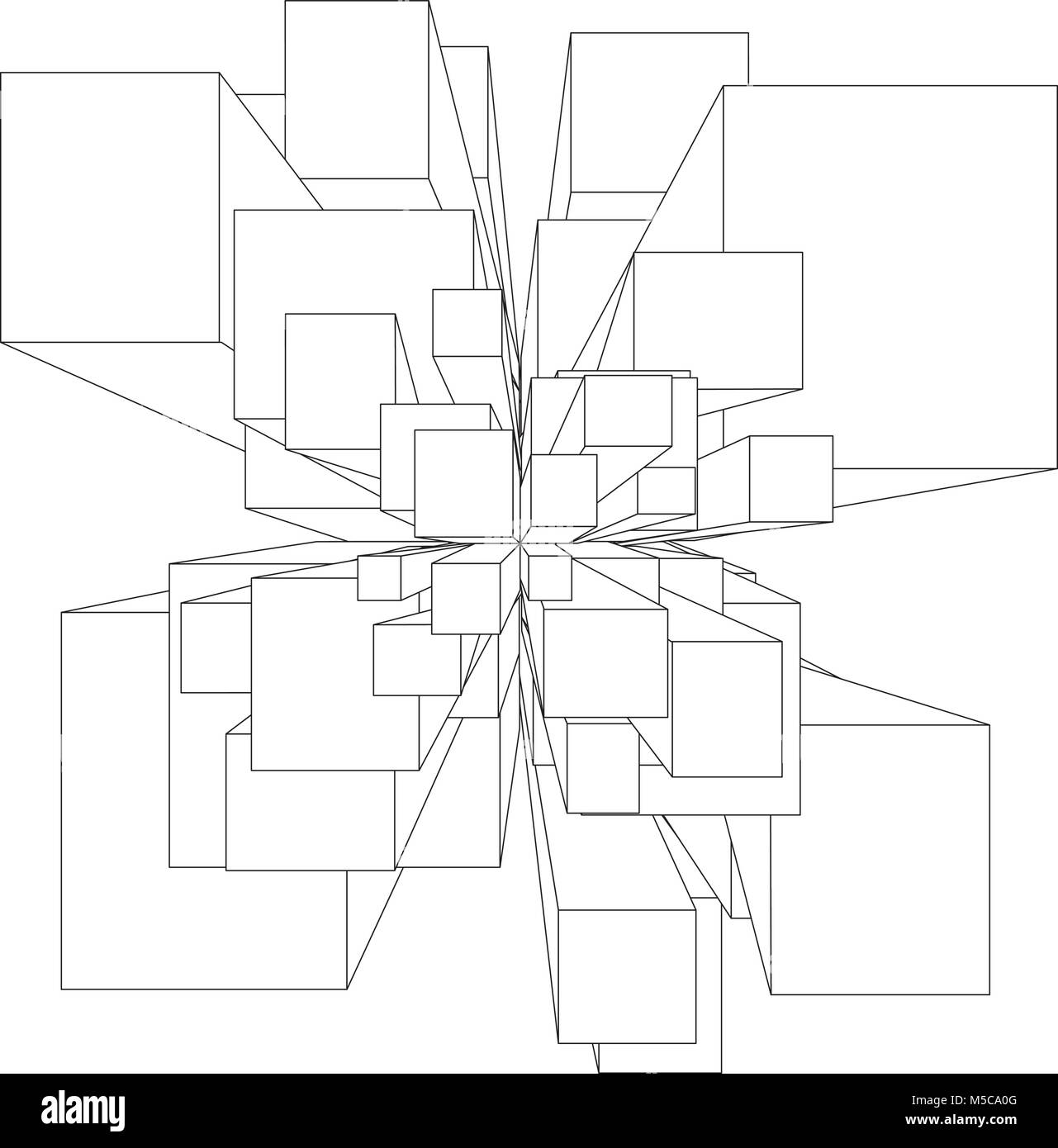 Cartoon illustration of black and white square shaped explosion Stock ...