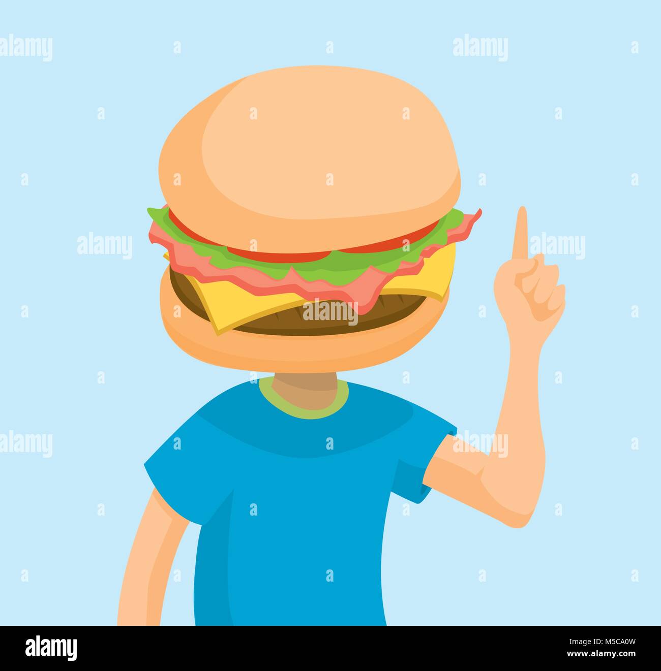 Cartoon illustration of man with big hamburger head Stock Vector Image ...