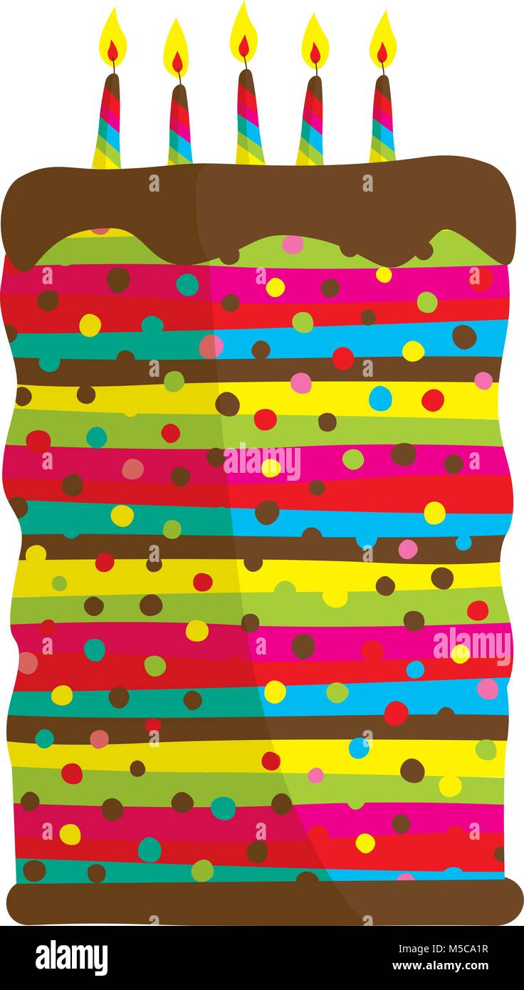 Cartoon illustration of huge colorful birthday cake Stock Vector Image ...