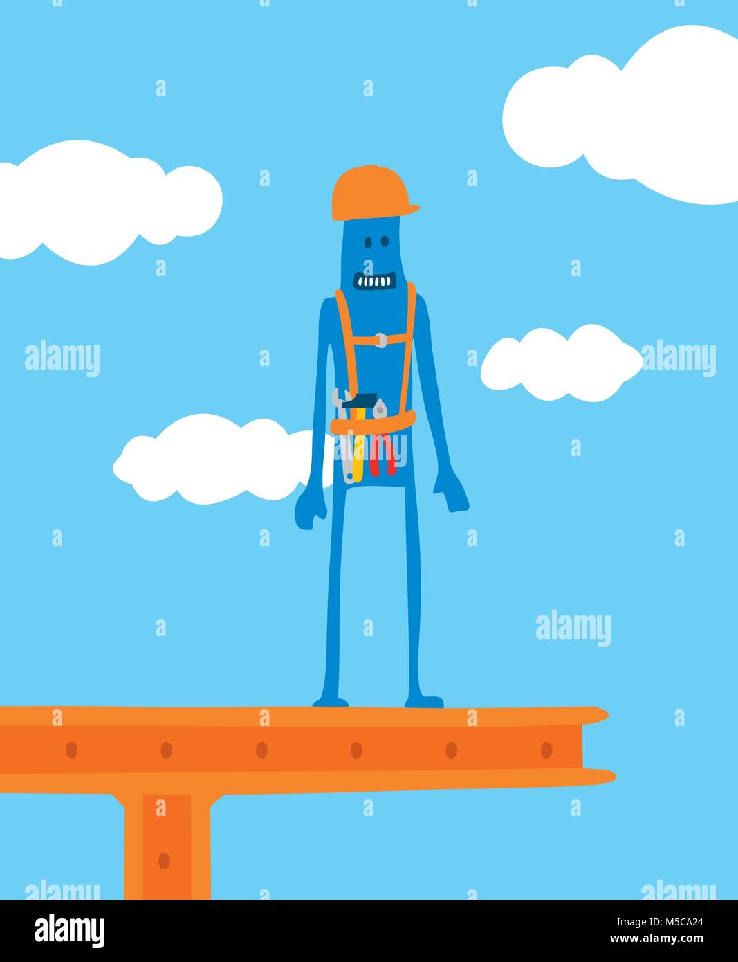 Cartoon illustration of construction worker standing on site Stock ...