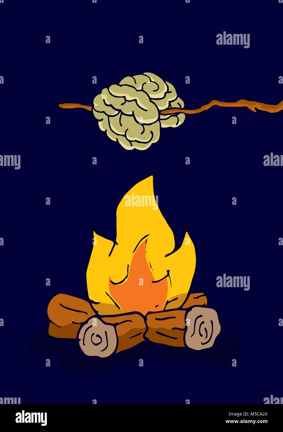 Cartoon brain on fire hi-res stock photography and images - Alamy