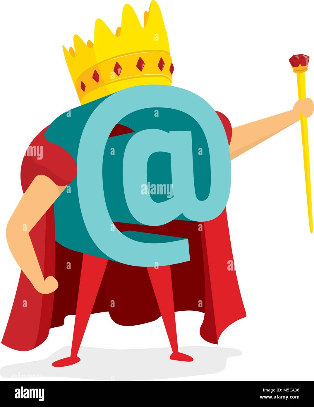 Cartoon illustration of at symbol as king of internet Stock Vector ...
