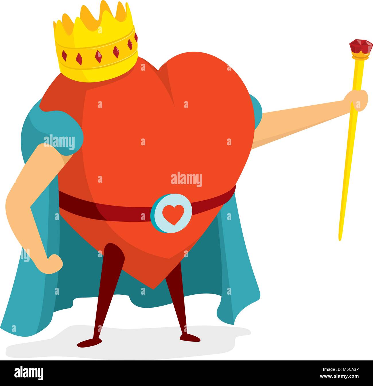 Cartoon illustration of heart king standing with crown Stock Vector ...