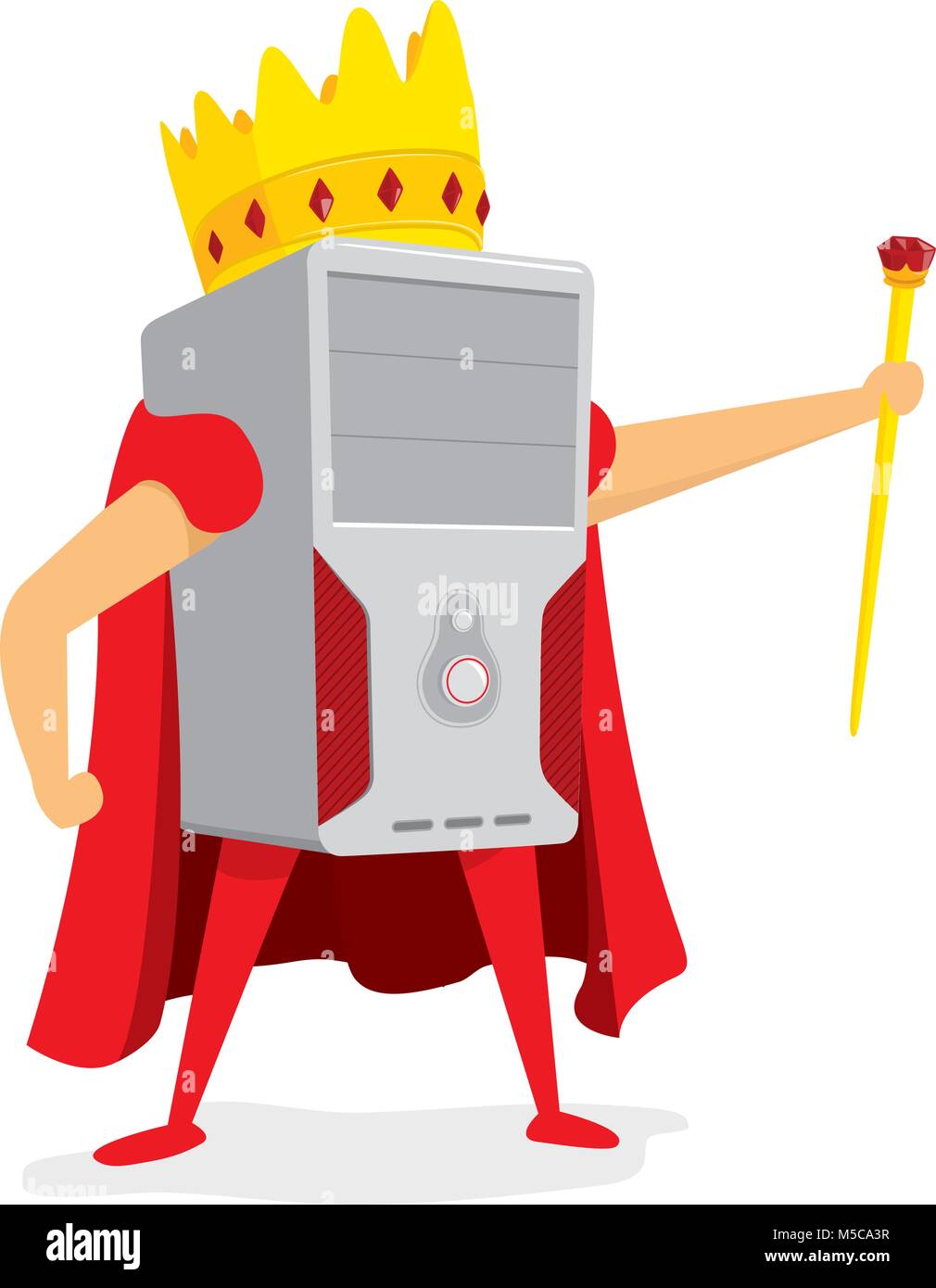 Cartoon illustration of computer king standing with crown Stock Vector ...