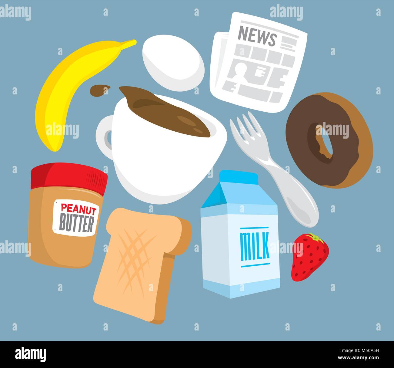 Cartoon illustration of breakfast or brunch elements Stock Vector Image ...