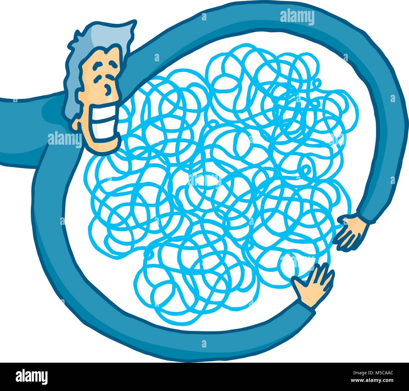 Cartoon illustration of smiling man learning to embrace chaos Stock ...