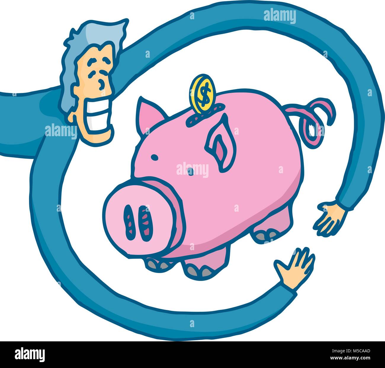 Cartoon illustration of man really happy with his savings Stock Vector ...
