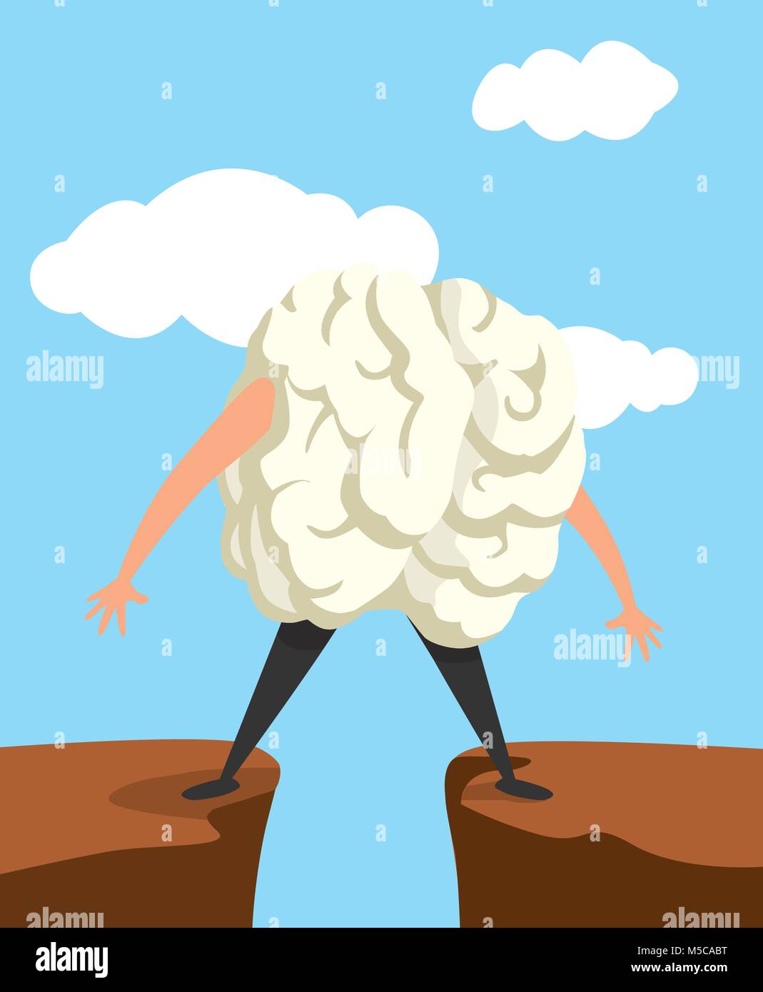 Cartoon illustration of brain trapped between two cliffs Stock Vector ...