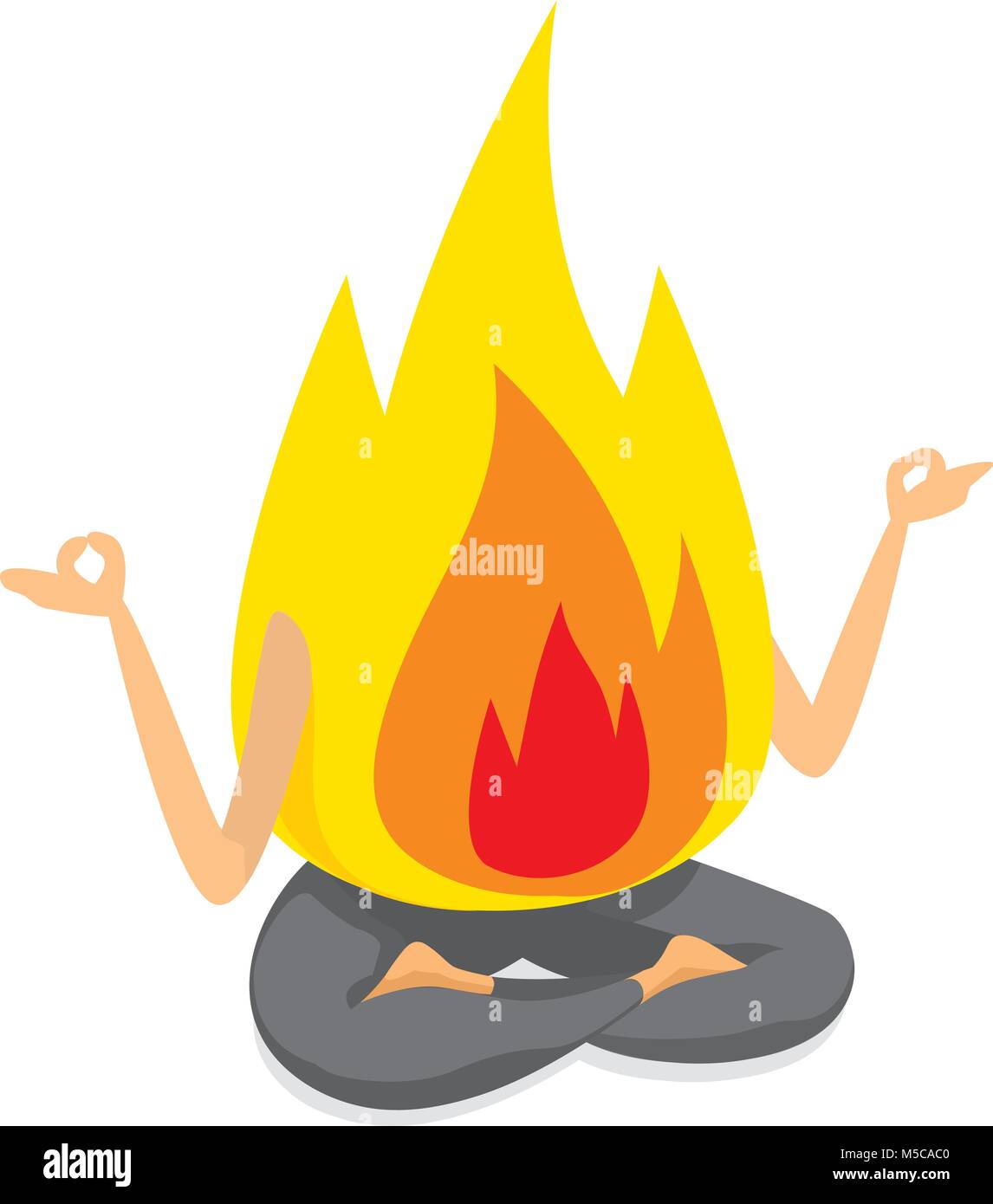 Cartoon illustration of fire flame burning at yoga Stock Vector Image ...