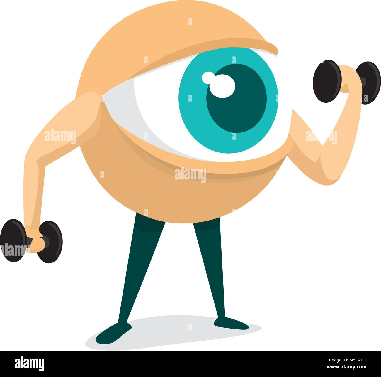 Cartoon illustration of eye lifiting weights training Stock Vector ...
