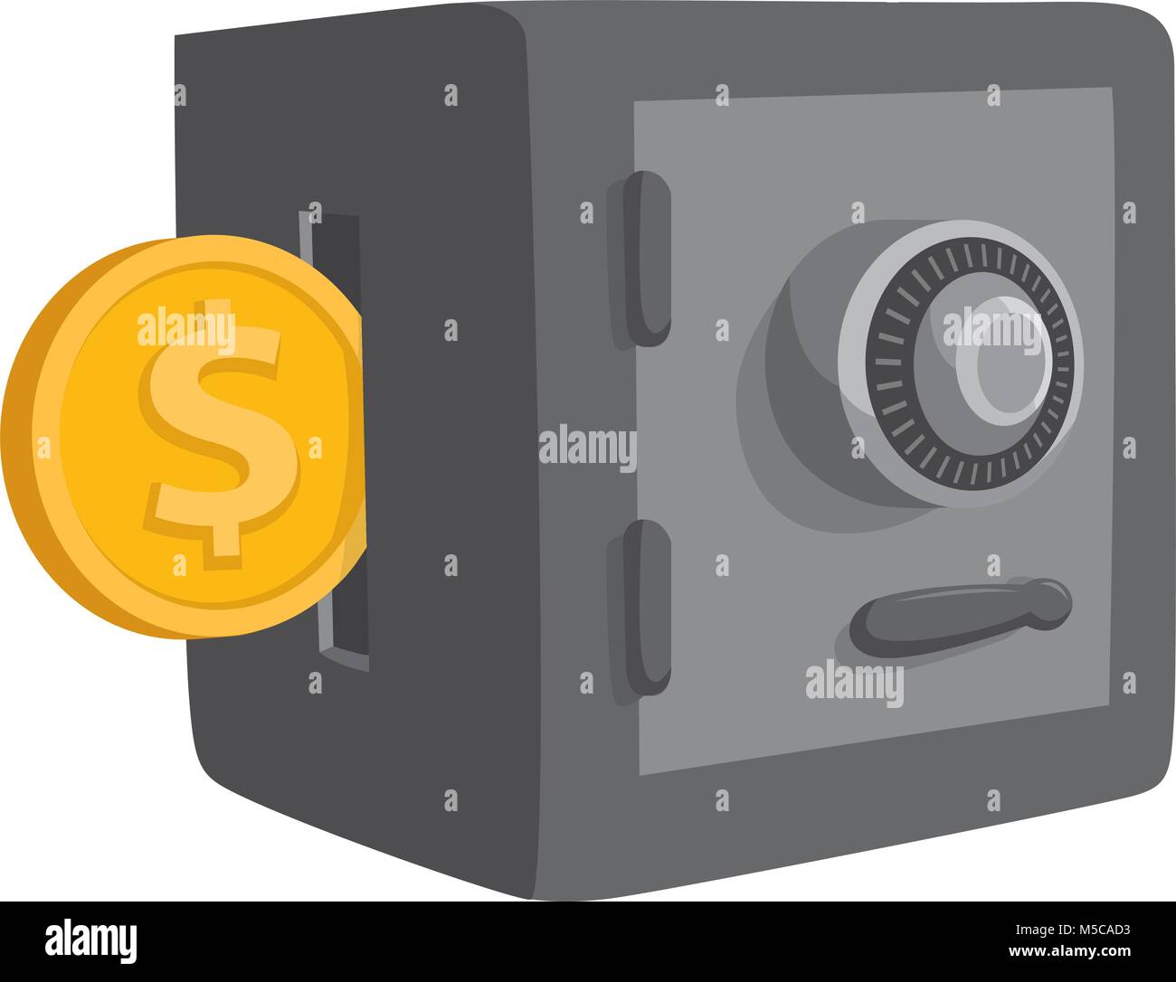 Cartoon illustration of coin entering combination safe Stock Vector ...