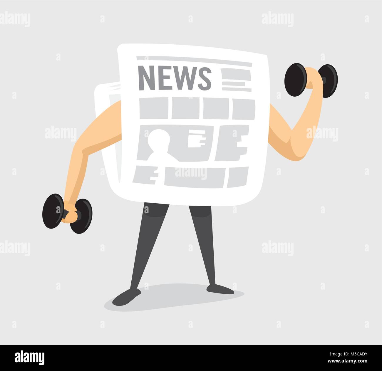 Cartoon illustration of printed news media working out Stock Vector ...