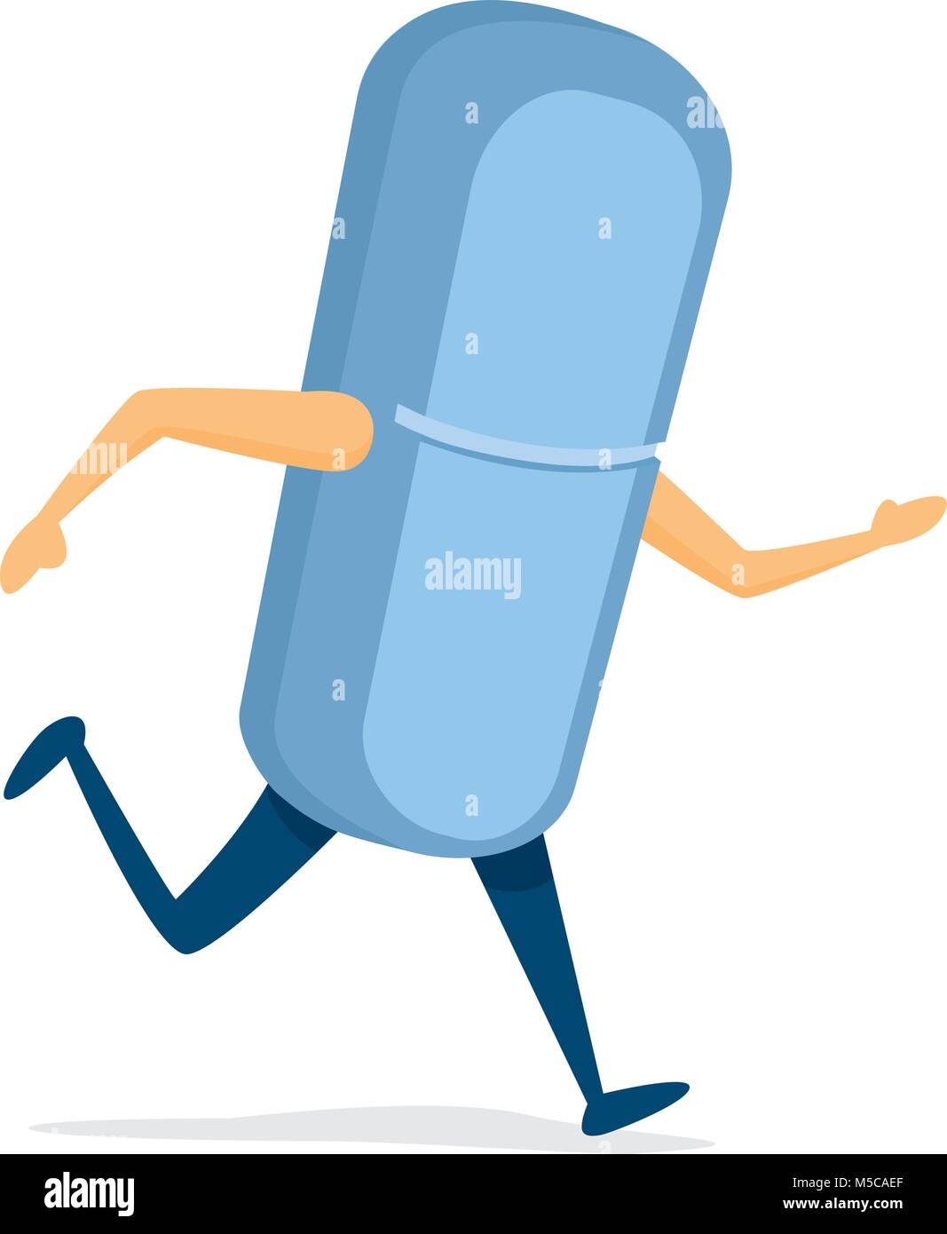 Cartoon illustration of blue pill medicine on the run Stock Vector ...