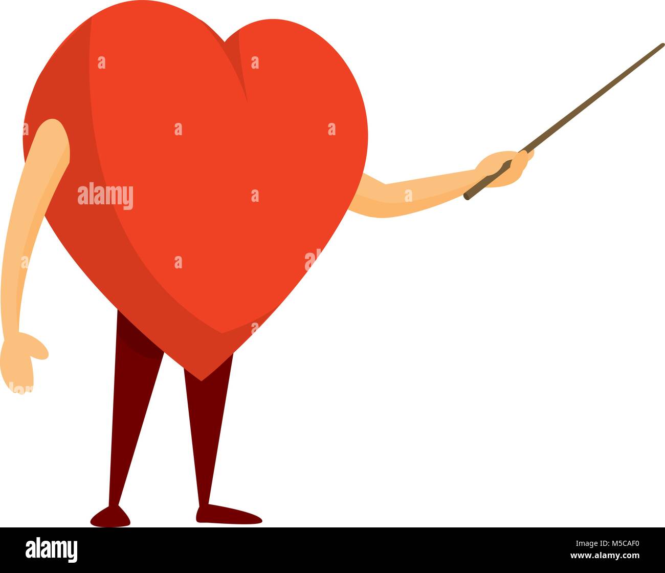 Cartoon illustration of human heart teaching or holding pointer in ...
