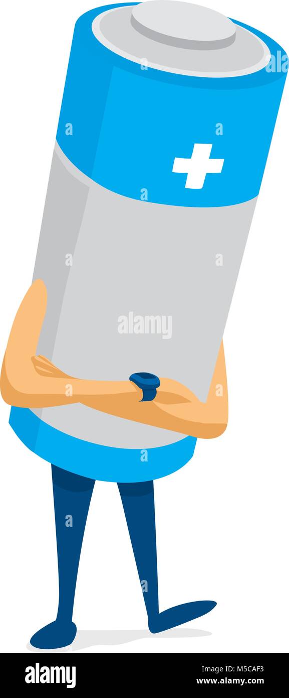 Cartoon illustration of nervous battery checking time Stock Vector ...