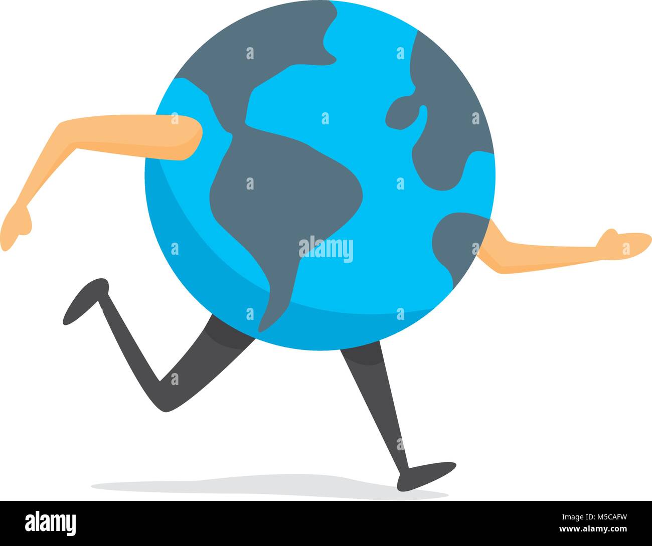 Cartoon illustration of planet earth on the run Stock Vector Image ...