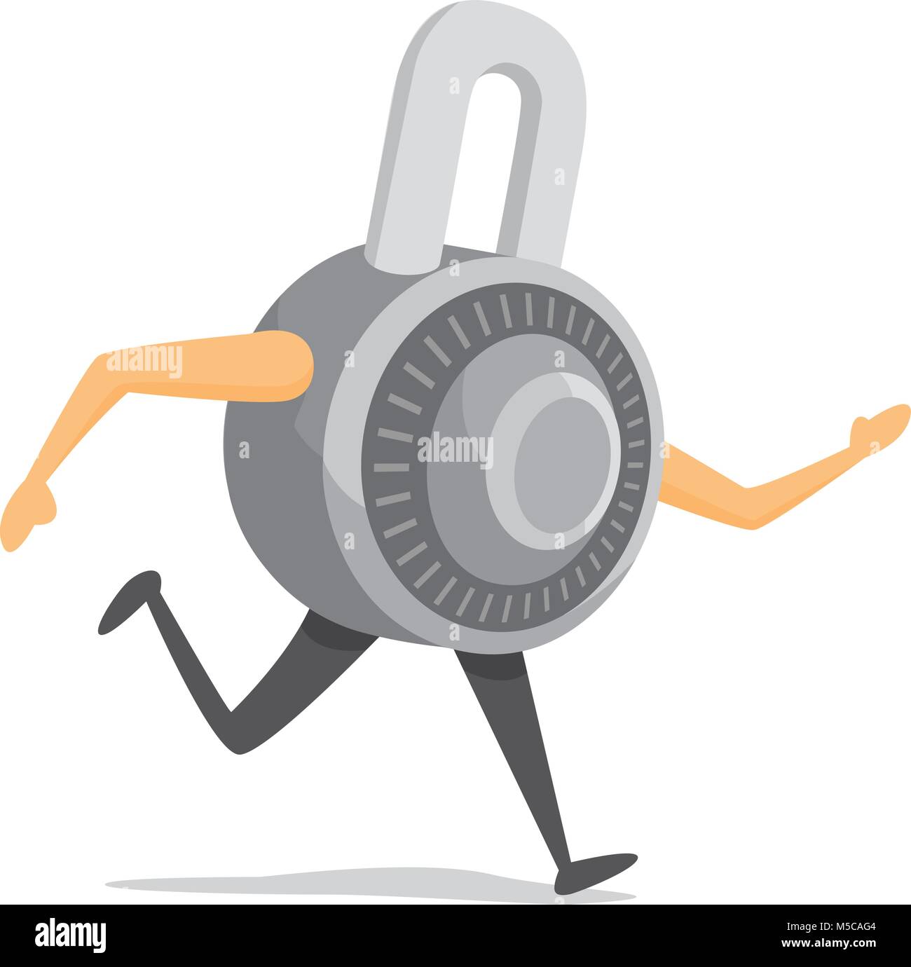 Cartoon illustration of combination padlock on the run Stock Vector ...